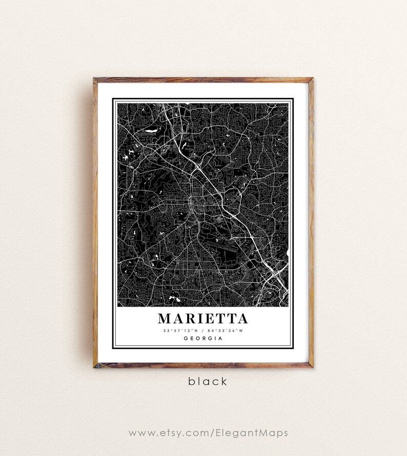 Marietta Georgia Map Marietta GA Map Marietta City Map - Etsy