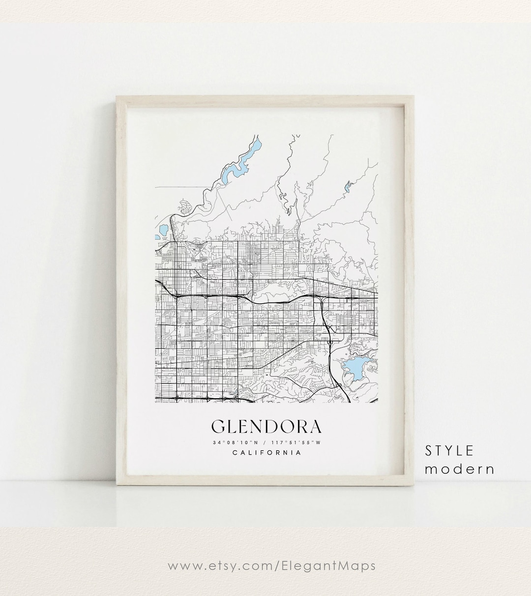 Glendora California Map Art Print: Custom City Map - Etsy