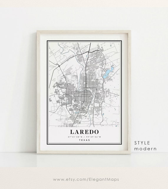Laredo Texas Map Laredo TX Map Laredo City Map Laredo - Etsy
