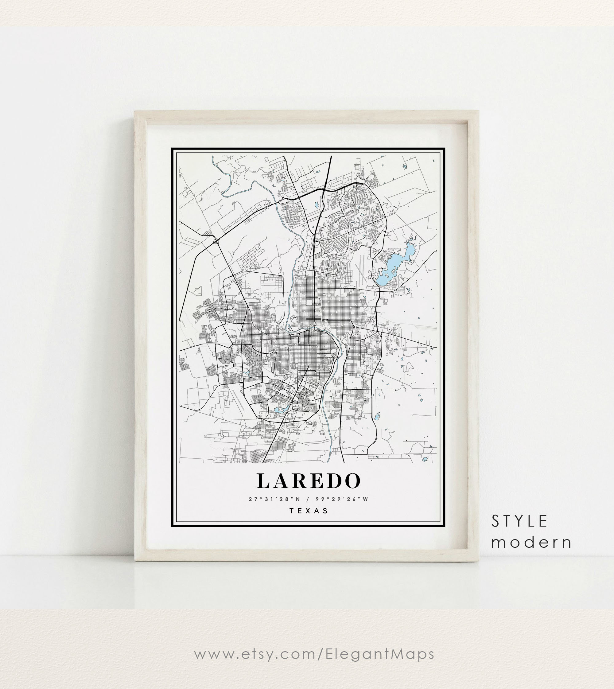 Mapa de Laredo Texas Mapa de Laredo TX Mapa de la ciudad de - Etsy España