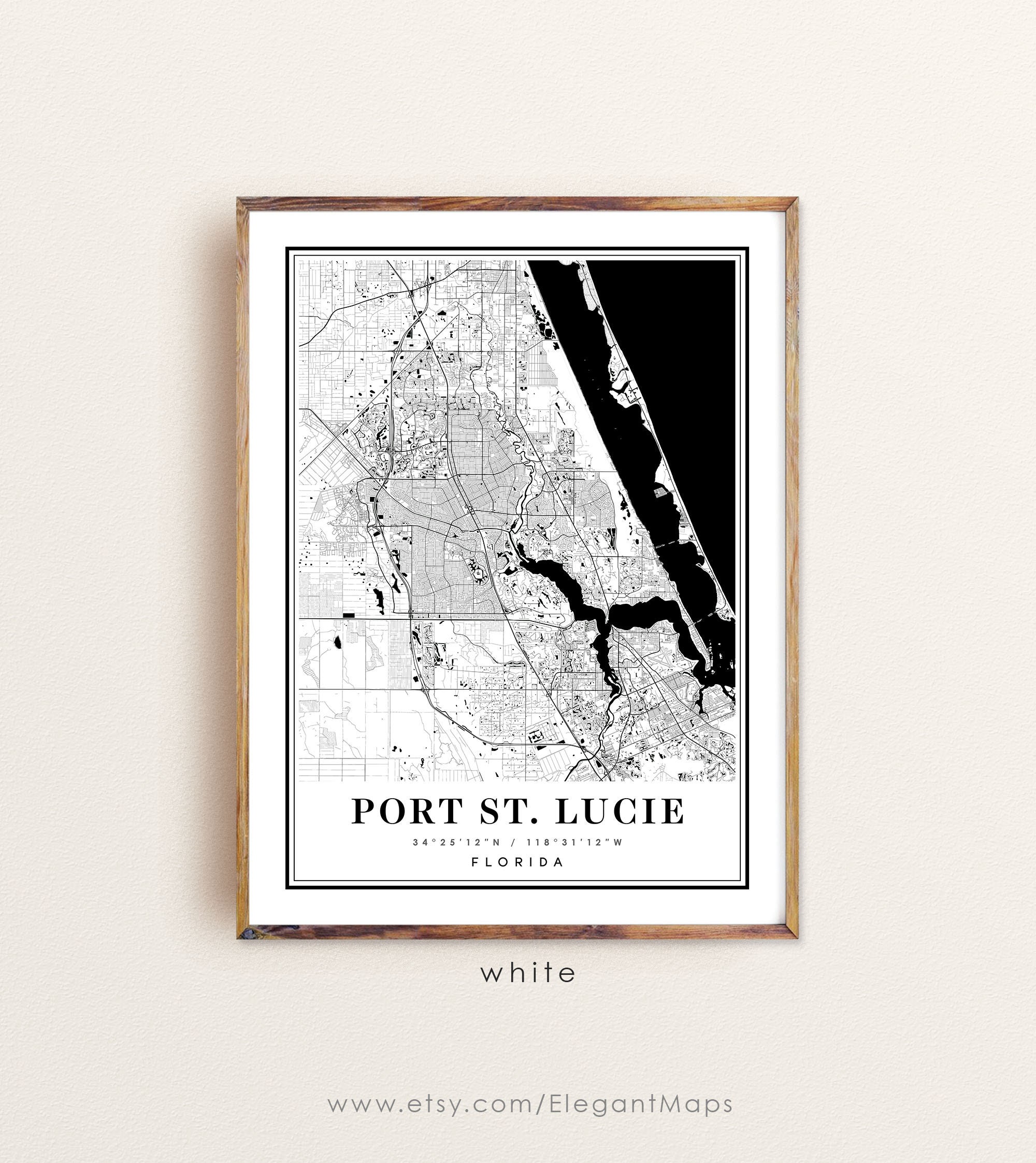 Port St. Lucie Florida Map Port Saint Lucie FL Map Port - Etsy