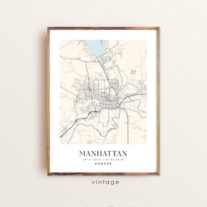 Manhattan Kansas Map, Manhattan KS Map, Manhattan City Print, Manhattan ...