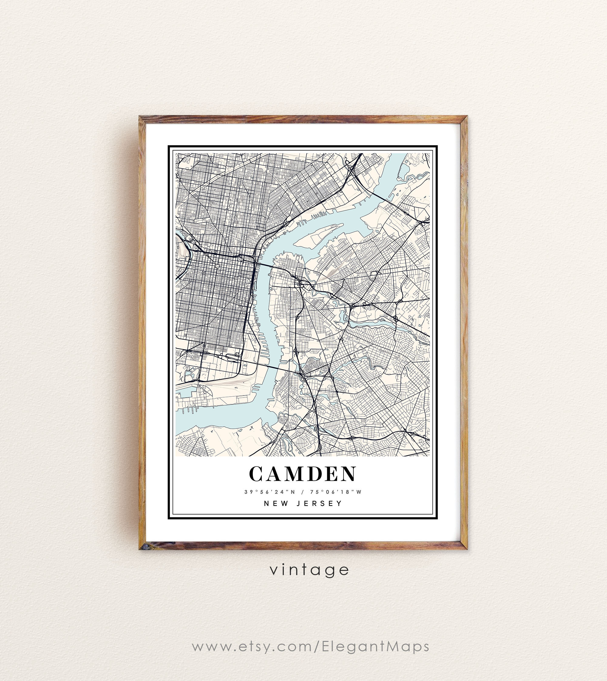Camden New Jersey Map Camden NJ Map Camden City Map Camden | Etsy