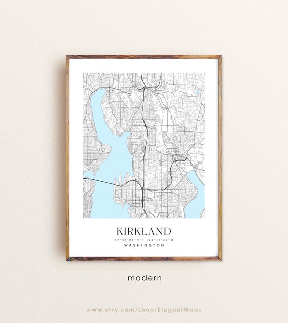 Kirkland Washington Map Kirkland WA Map Kirkland City Print - Etsy