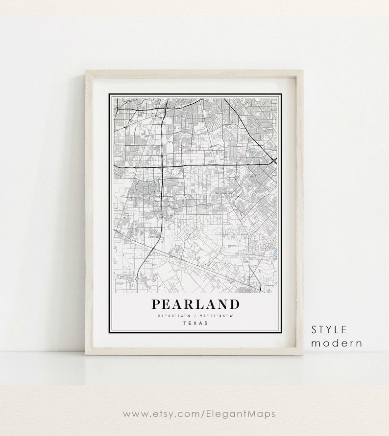 Pearland Texas Map Pearland TX Map Pearland City Map - Etsy