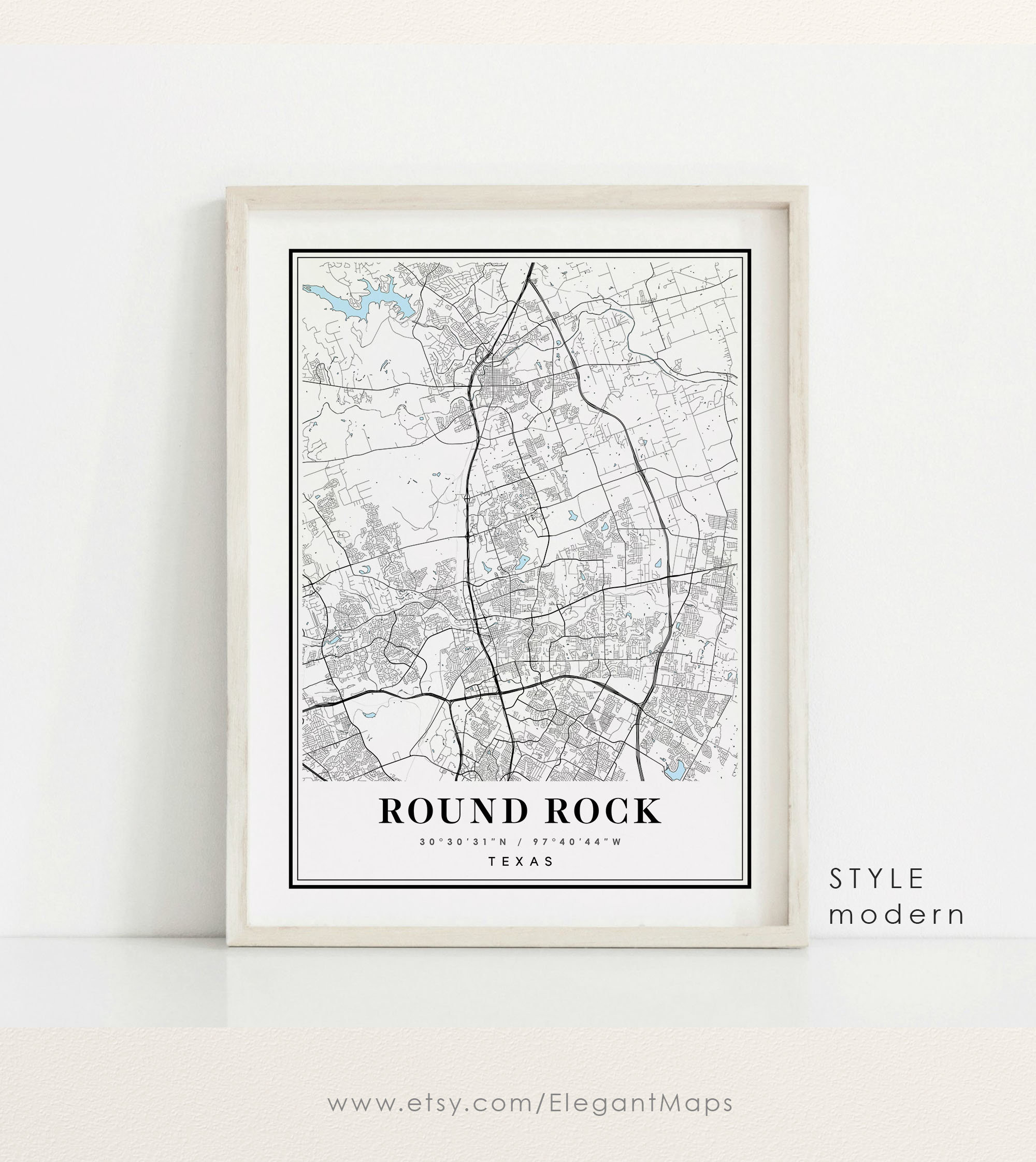Round Rock Texas Map Round Rock TX Map Round Rock City Map | Etsy UK