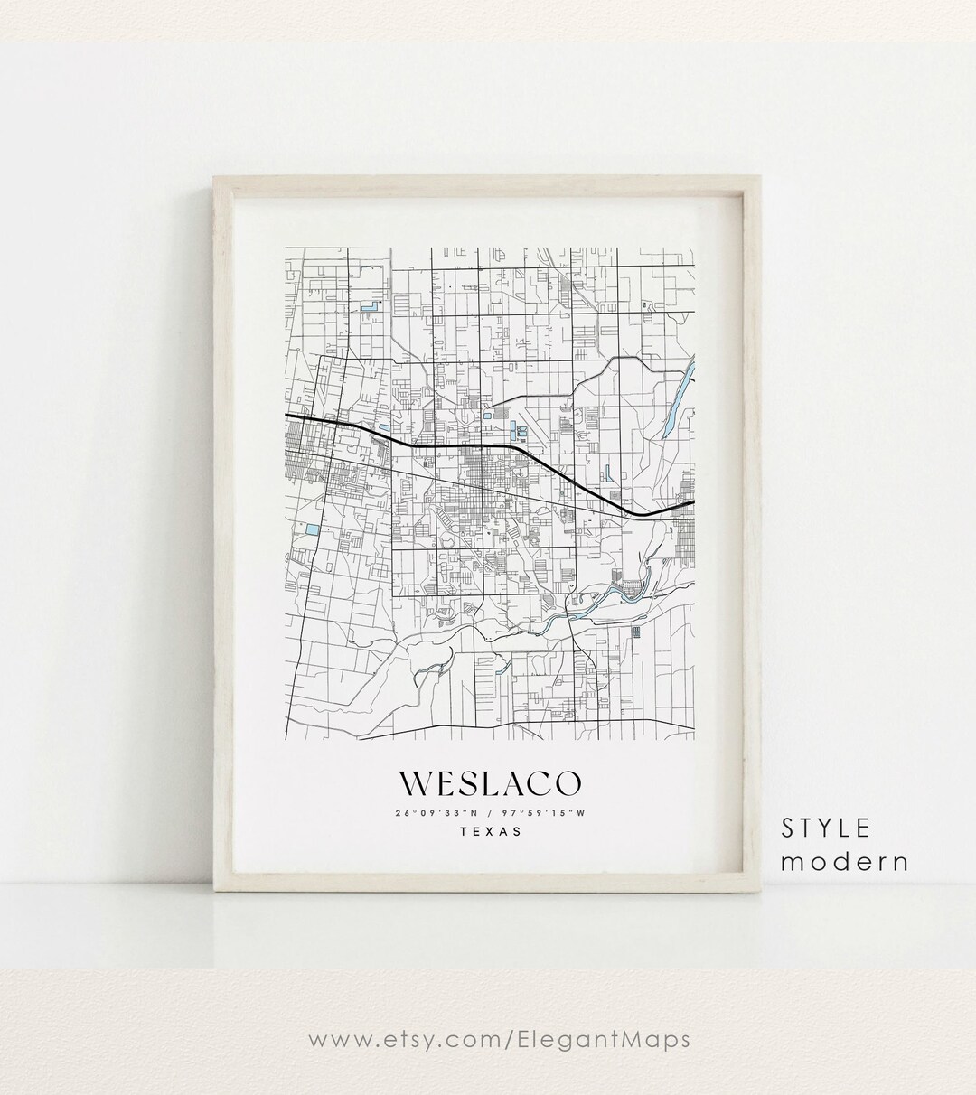Mapa de Weslaco Texas mapa de Weslaco TX impresión de la - Etsy México