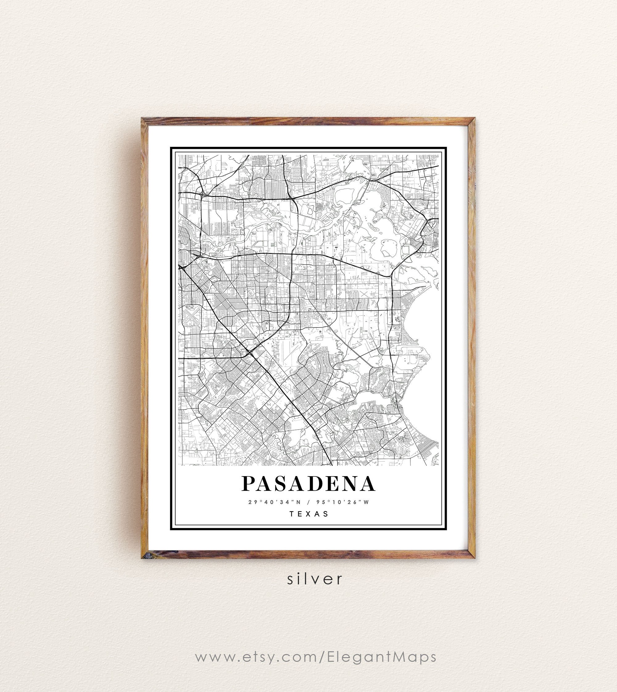 Pasadena Texas Map Pasadena TX Map Pasadena City Map | Etsy