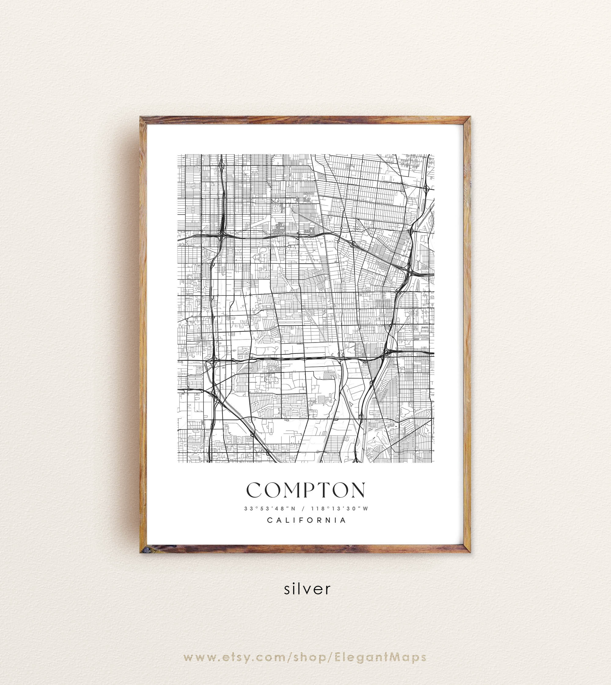 Compton California Map Compton CA Map Compton City Print | Etsy