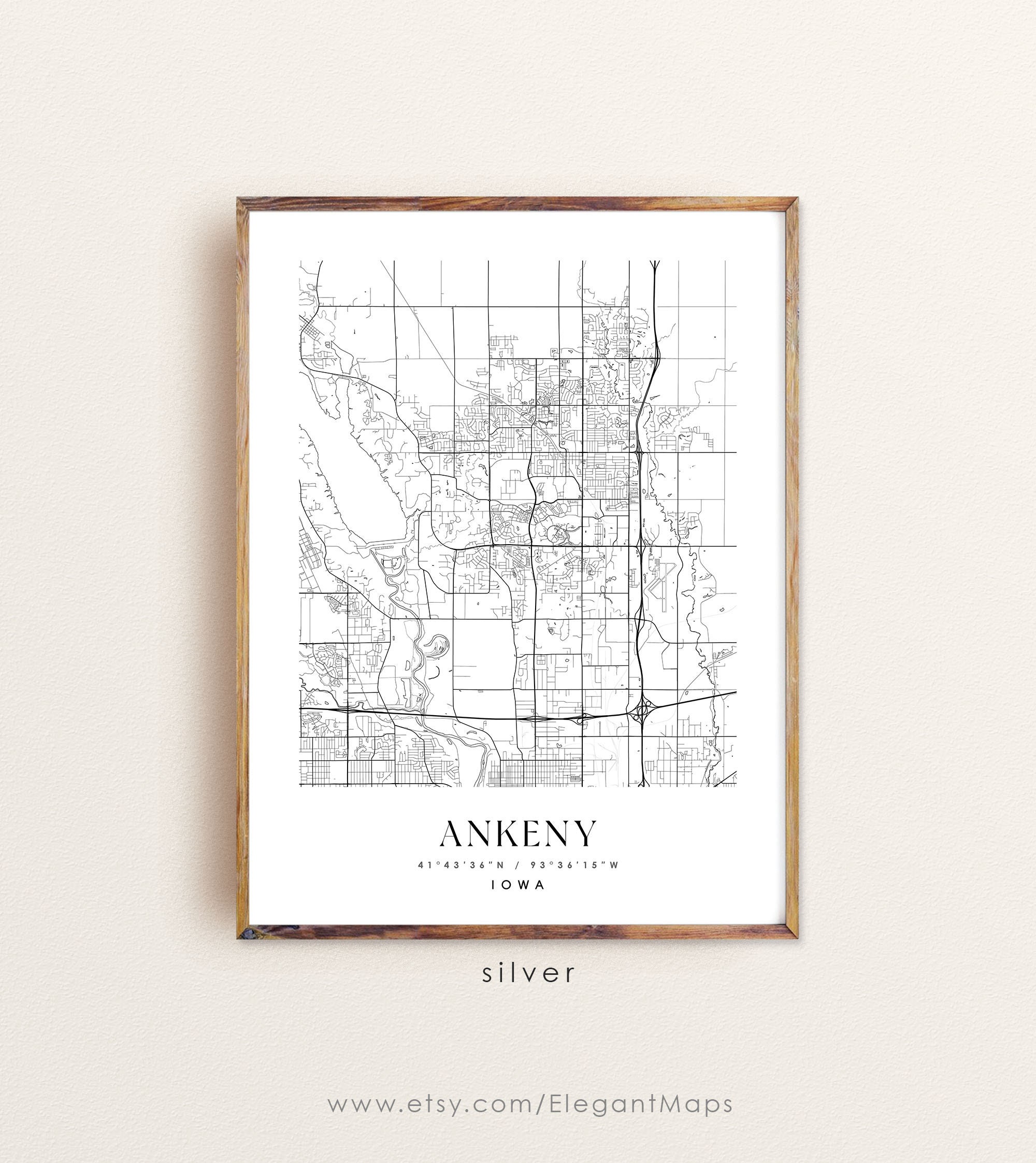 Ankeny Iowa Map Print: Custom City Wall Art - Etsy
