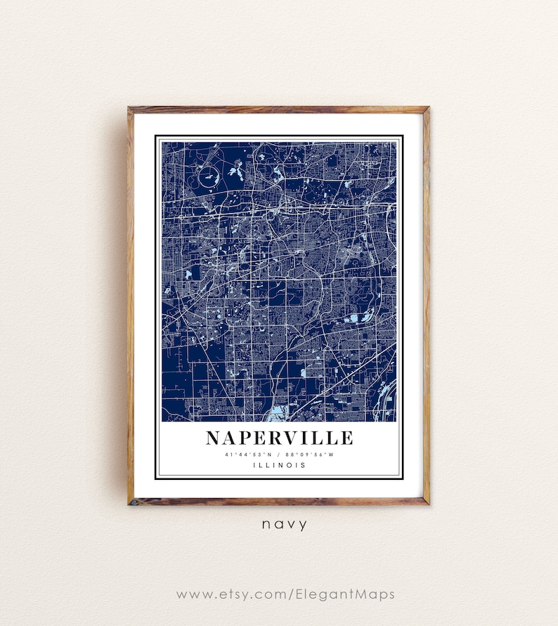 Naperville Illinois Map Naperville IL Map Naperville City | Etsy