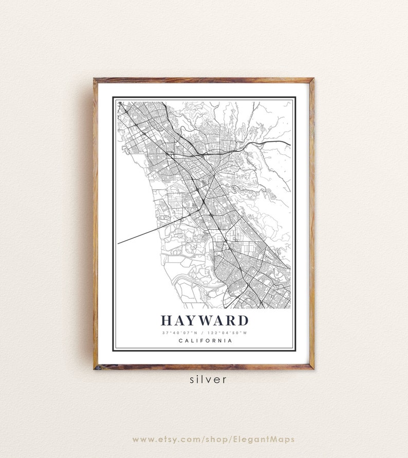 Hayward California map Hayward CA map Hayward city map | Etsy
