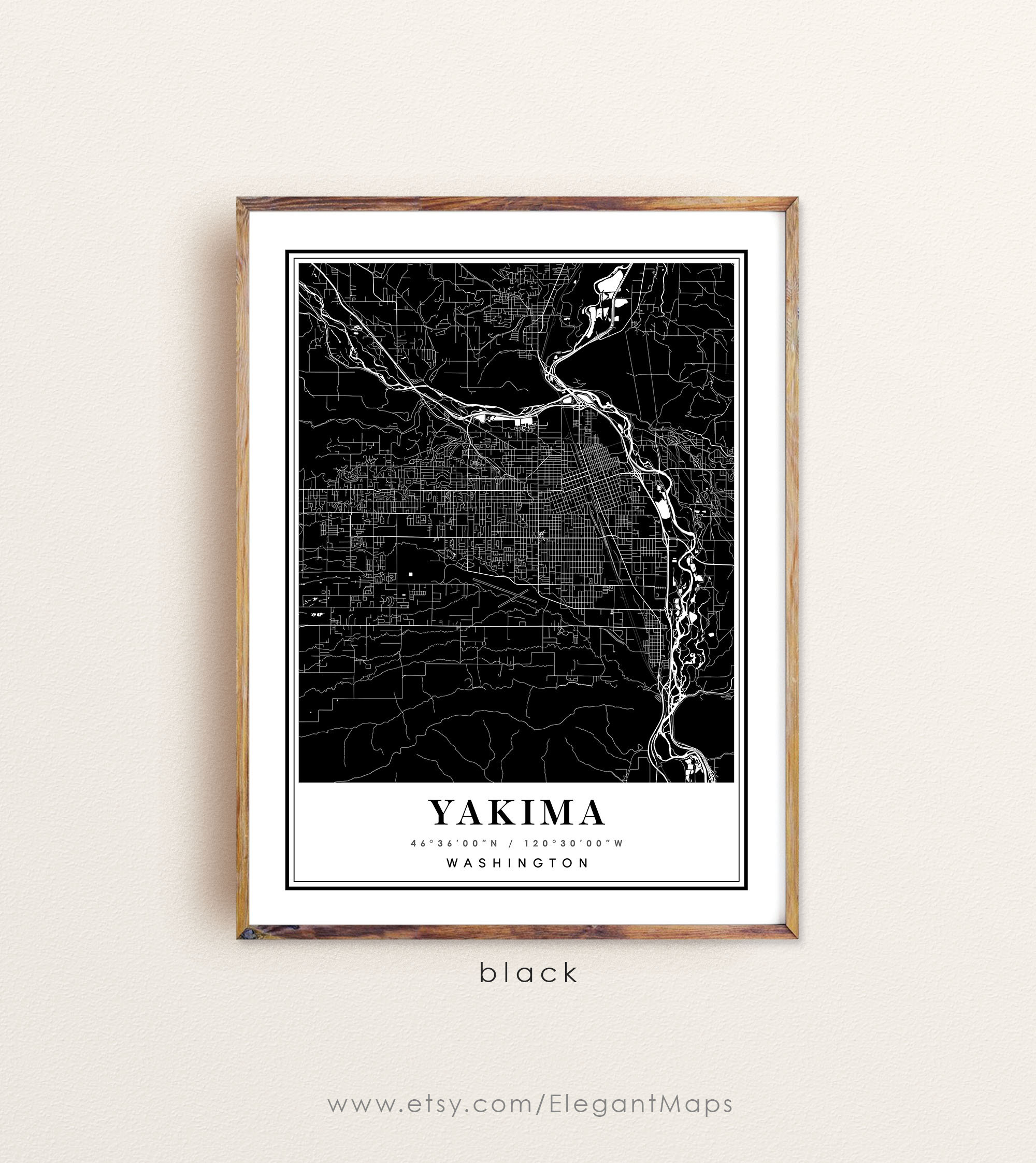 Yakima Washington Map Yakima WA Map Yakima City Map Yakima | Etsy