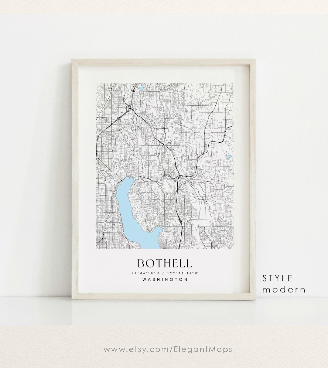Bothell Washington Map Bothell WA Map Bothell City Print - Etsy