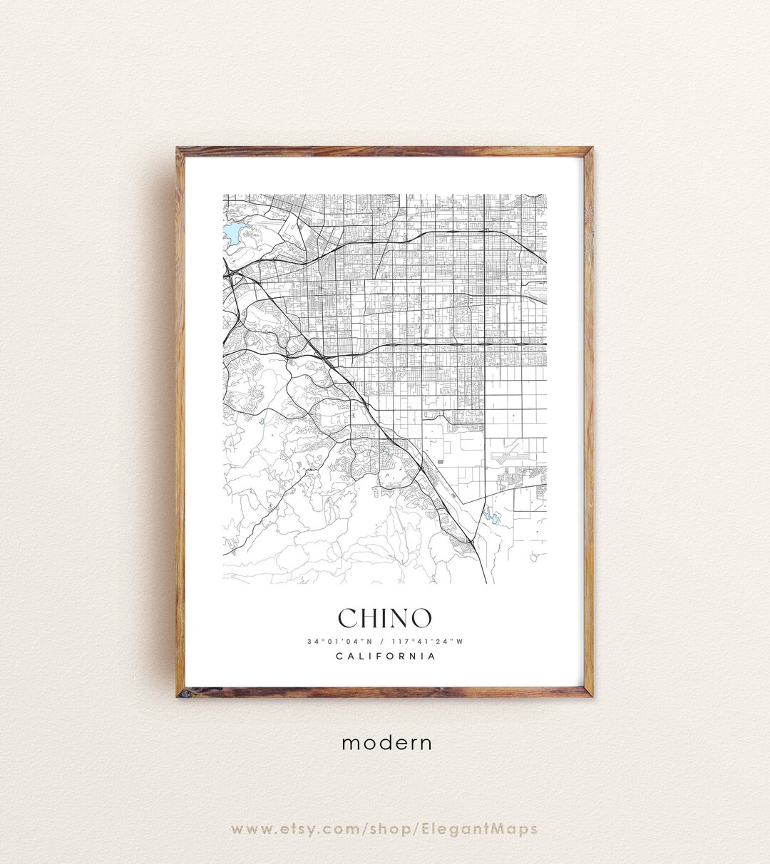 Chino California Map, Chino CA Map, Chino City Print, Chino Poster ...