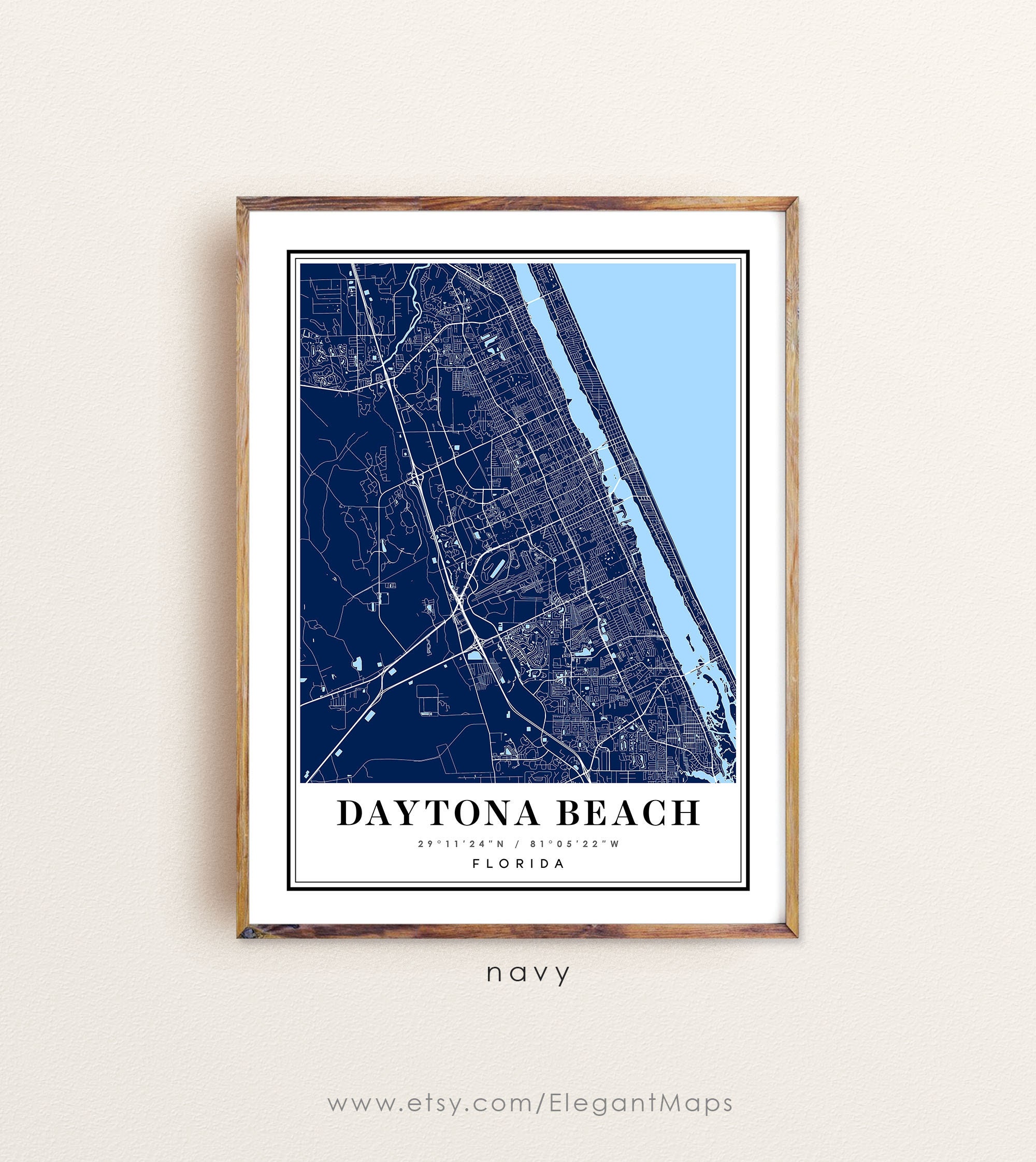 Daytona Beach Florida Map Daytona Beach FL Map Daytona Beach - Etsy