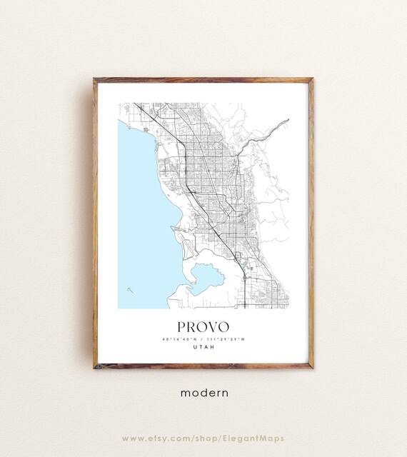Mapa de Provo Utah mapa de Provo UT impresión de la ciudad | Etsy