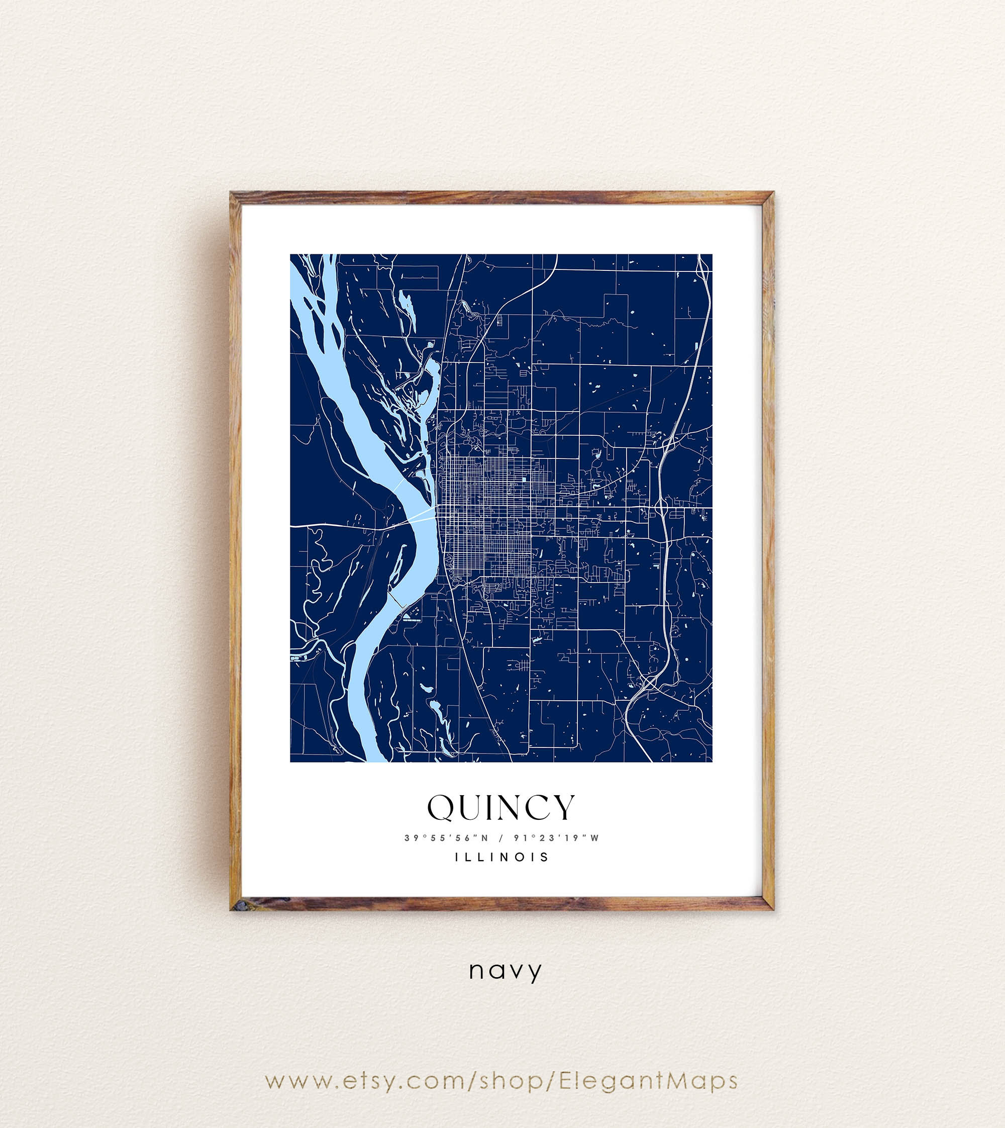 Quincy Illinois Map Quincy IL Map Quincy City Print Quincy | Etsy UK