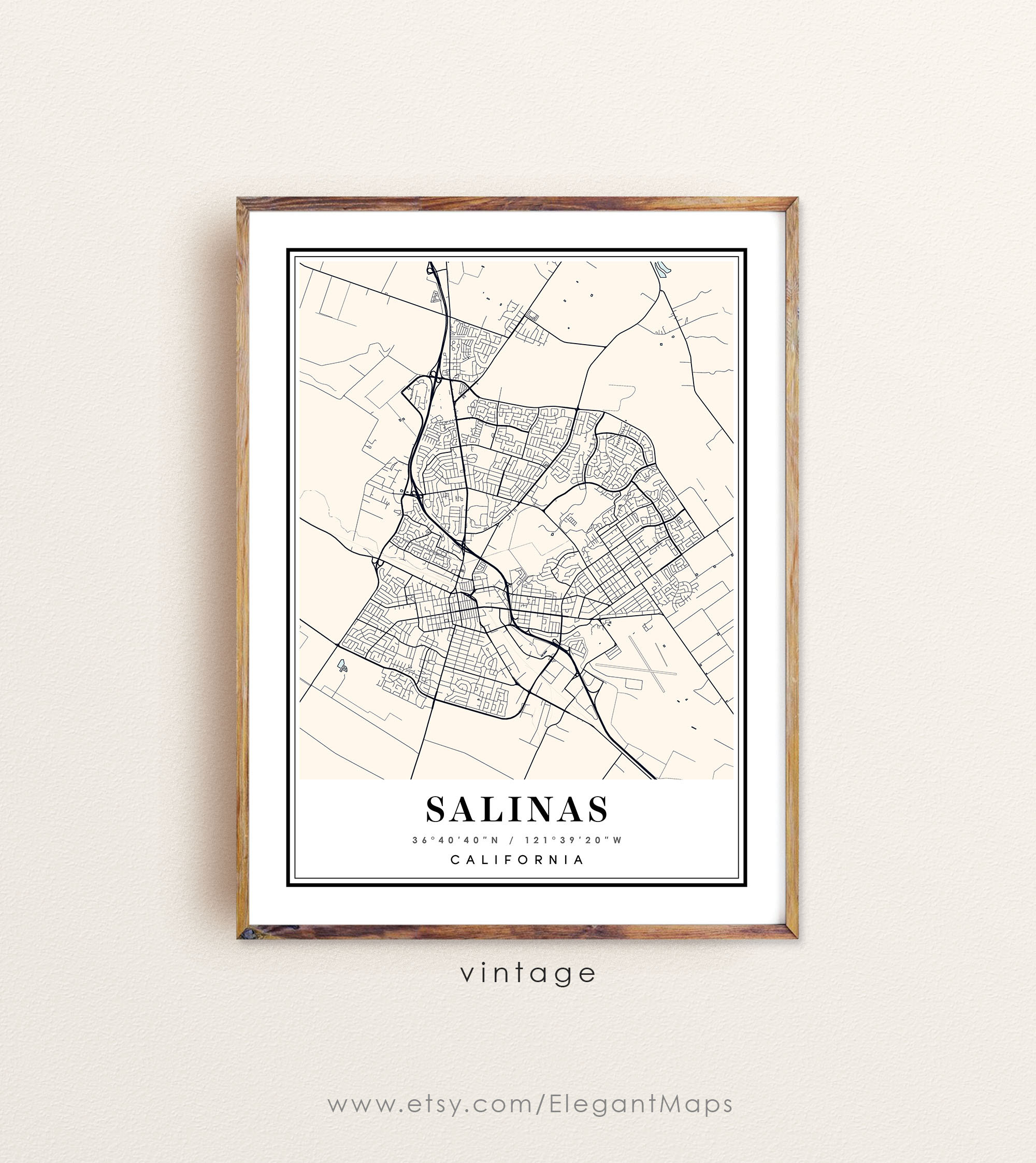 Salinas California Map Salinas CA Map Salinas City Map | Etsy