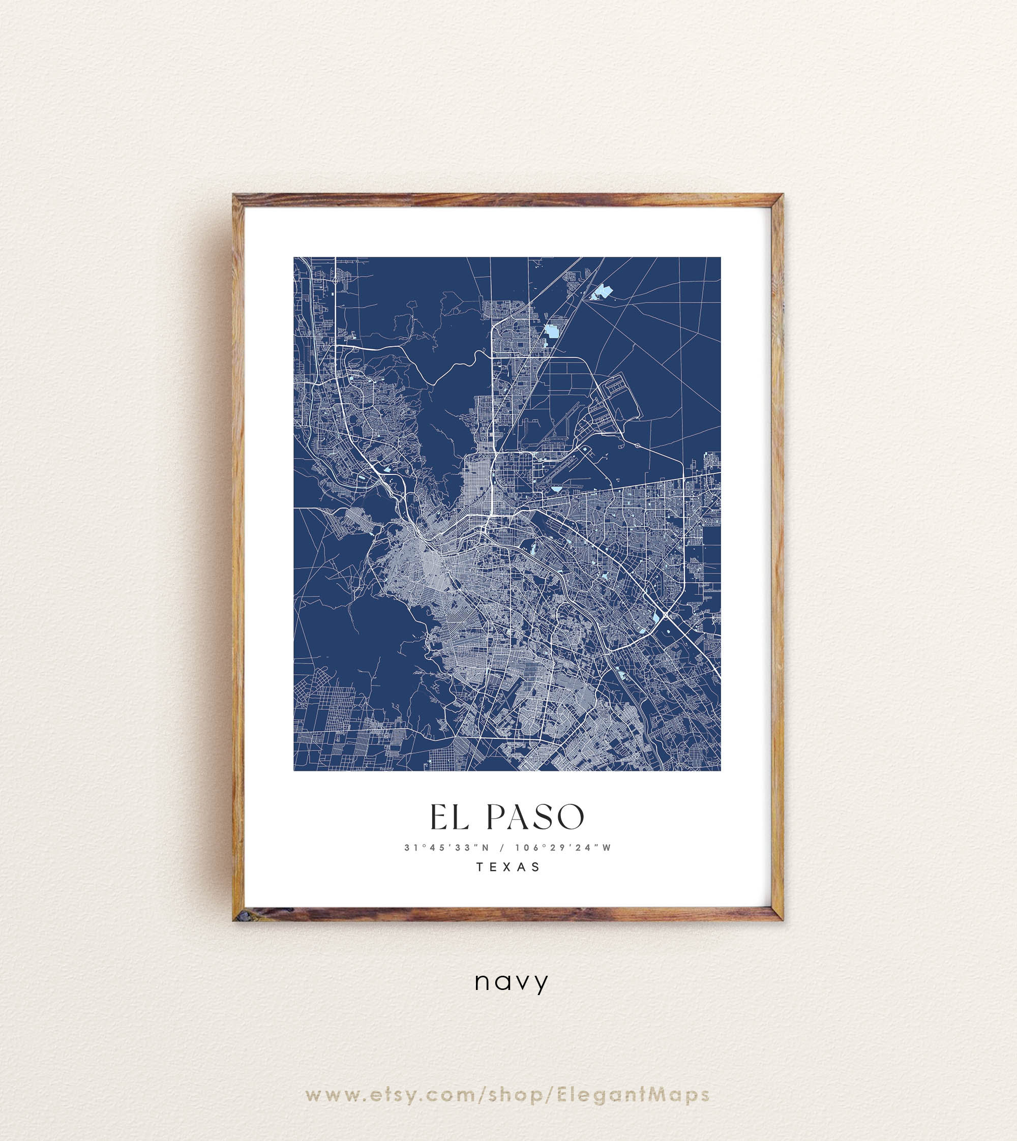 El Paso Texas Map El Paso TX Map El Paso City Print El Paso | Etsy