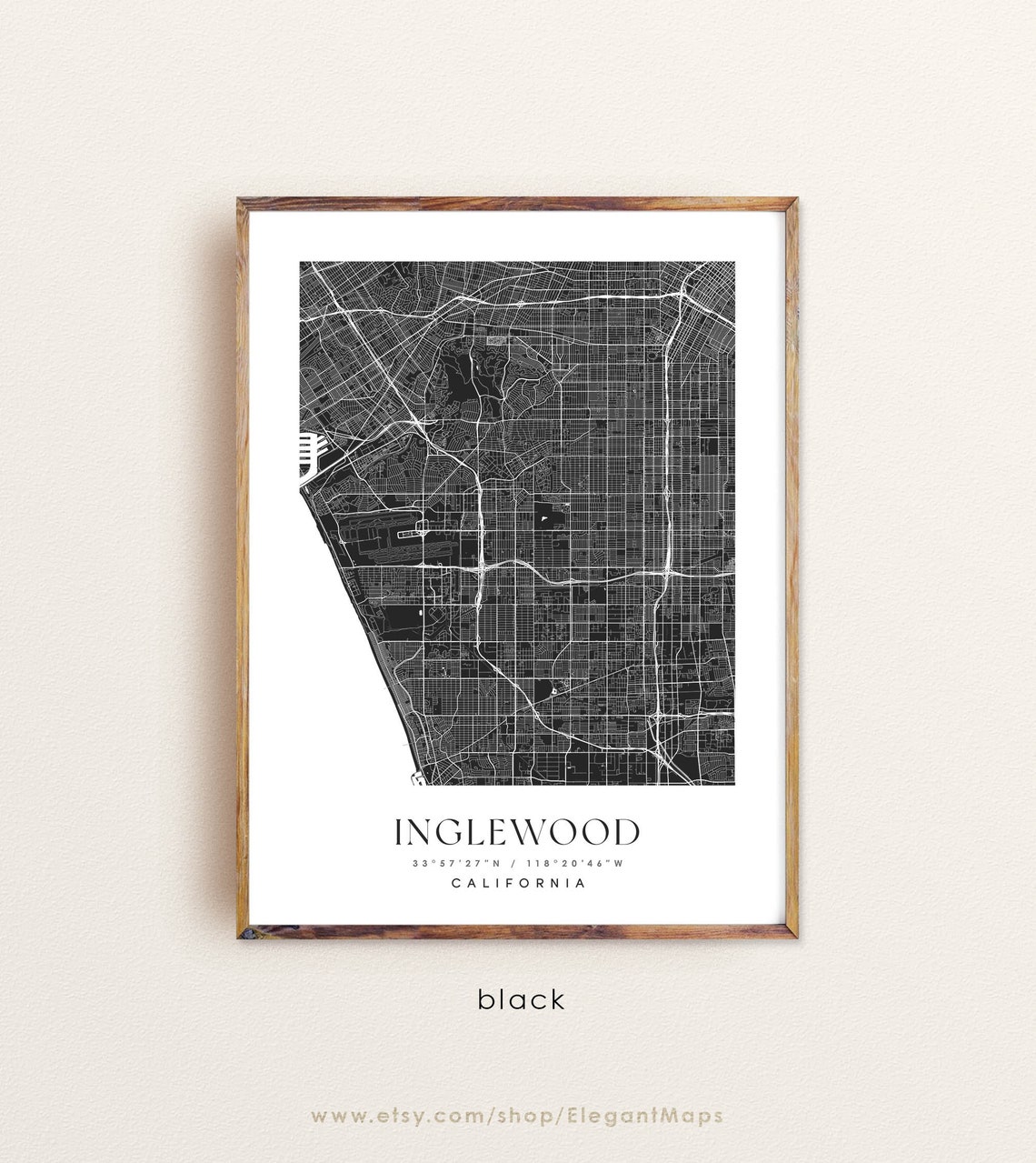 Inglewood California map Inglewood CA map Inglewood city | Etsy