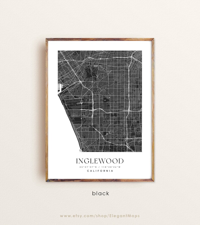 Inglewood California Map Inglewood CA Map Inglewood City - Etsy