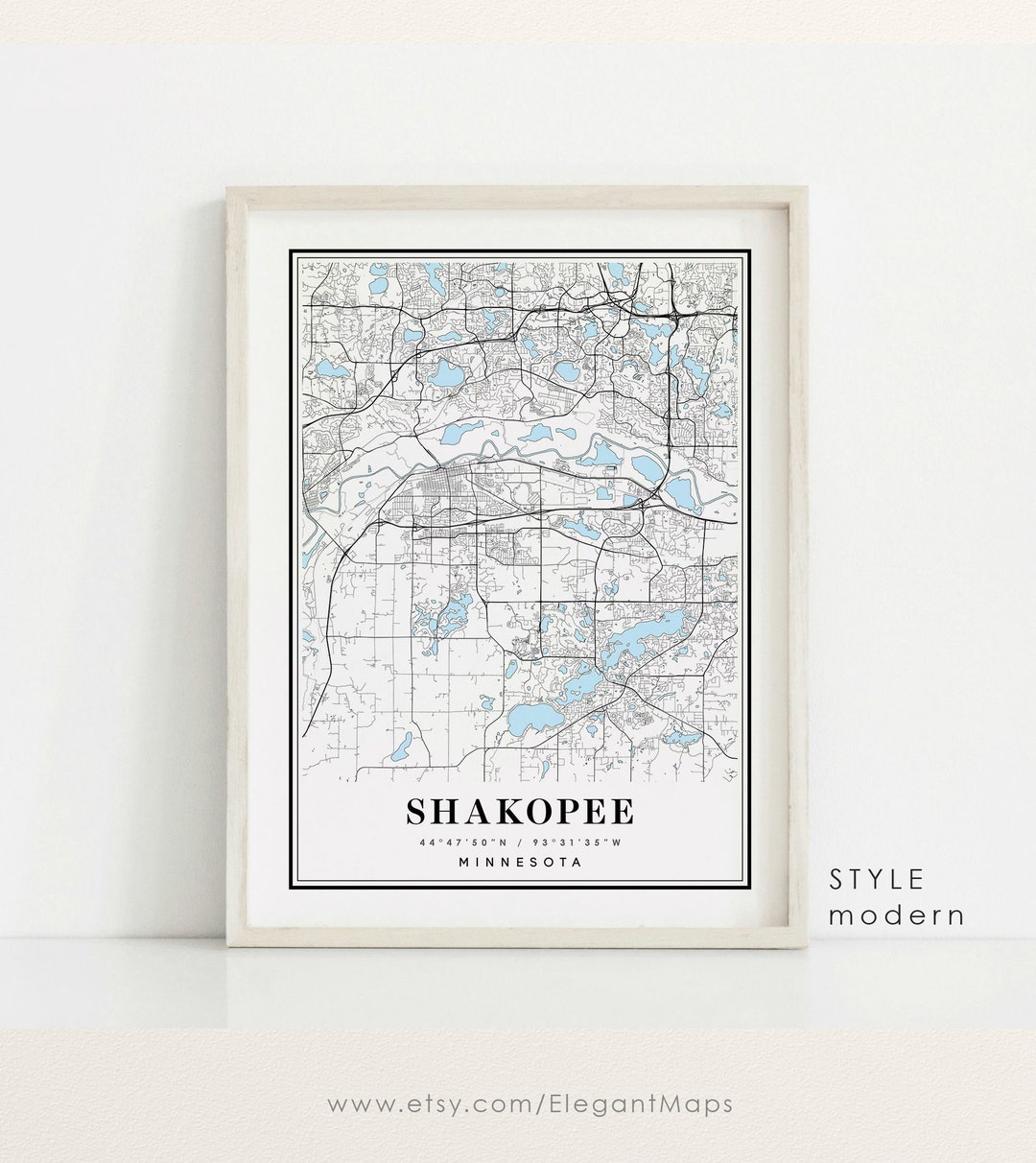 Shakopee Minnesota Map Shakopee MN Map Shakopee City Map - Etsy