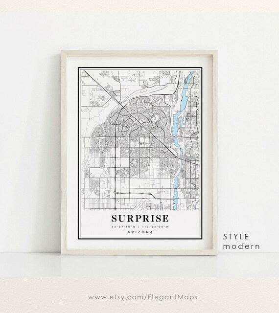 Surprise Arizona Map Surprise AZ Map Surprise City Map | Etsy