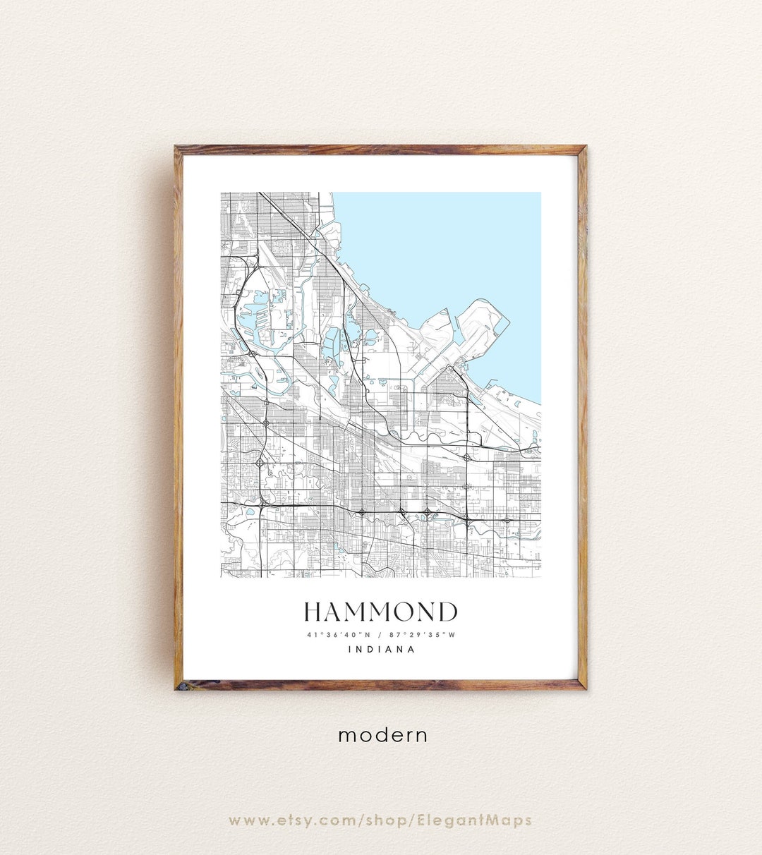 Hammond Indiana Map, Hammond IN Map, Hammond City Print, Hammond Poster ...