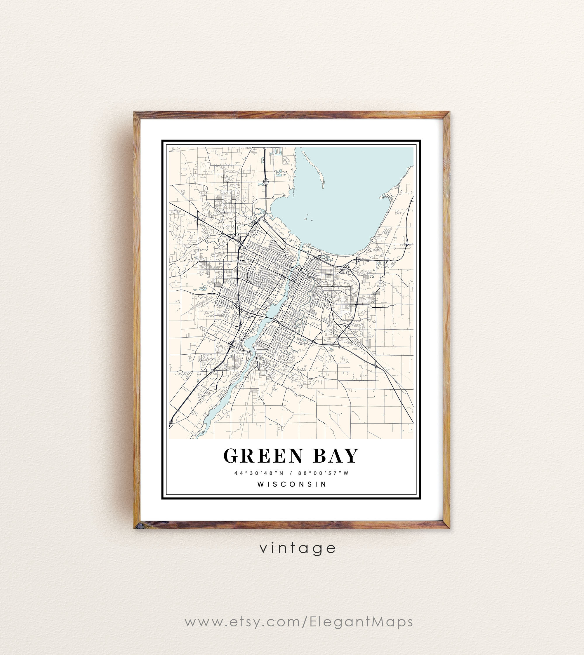 Green Bay Wisconsin Map Green Bay WI Map Green Bay City Map | Etsy