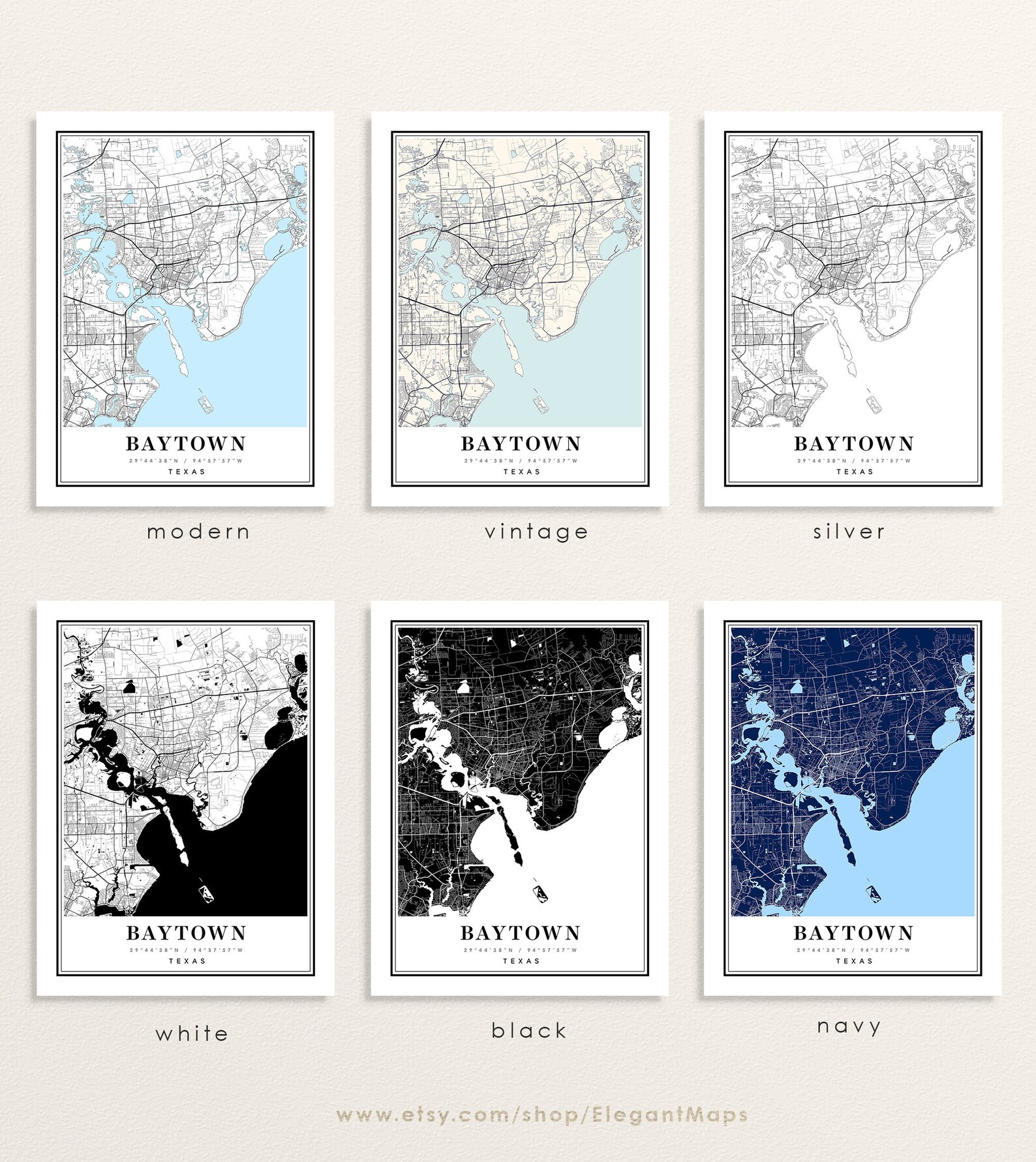 Baytown Texas map Baytown TX map Baytown city map Baytown | Etsy