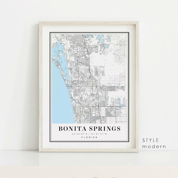 Map of Bonita Springs Florida - Etsy