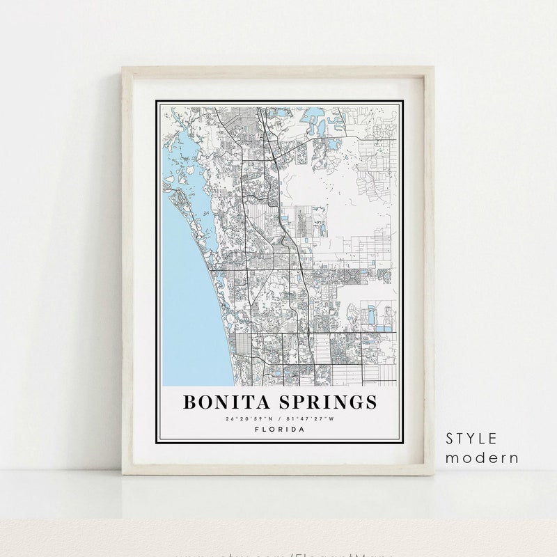 Map of Bonita Springs Florida - Etsy