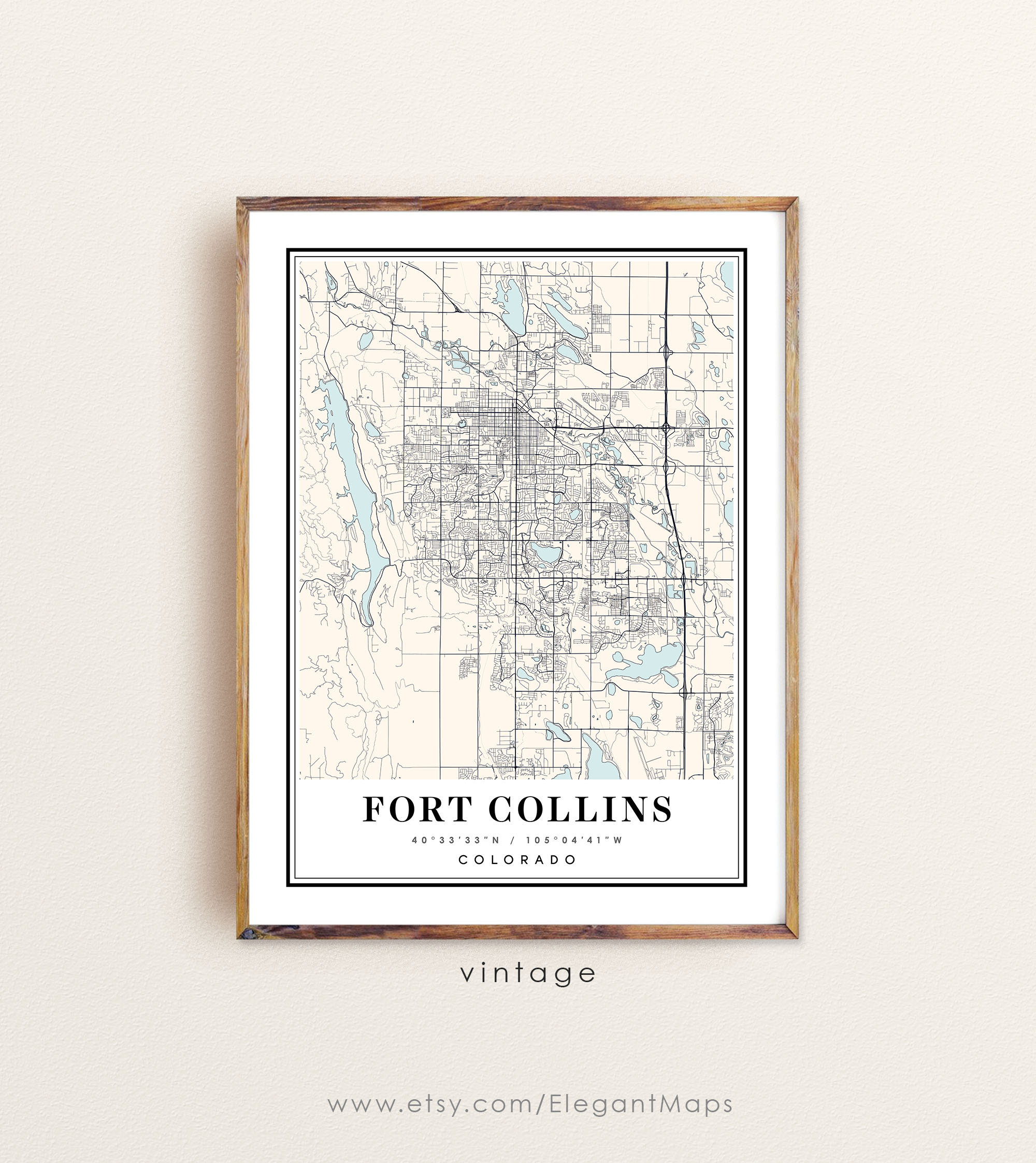 Fort Collins Colorado Map Fort Collins CO Map Fort Collins | Etsy