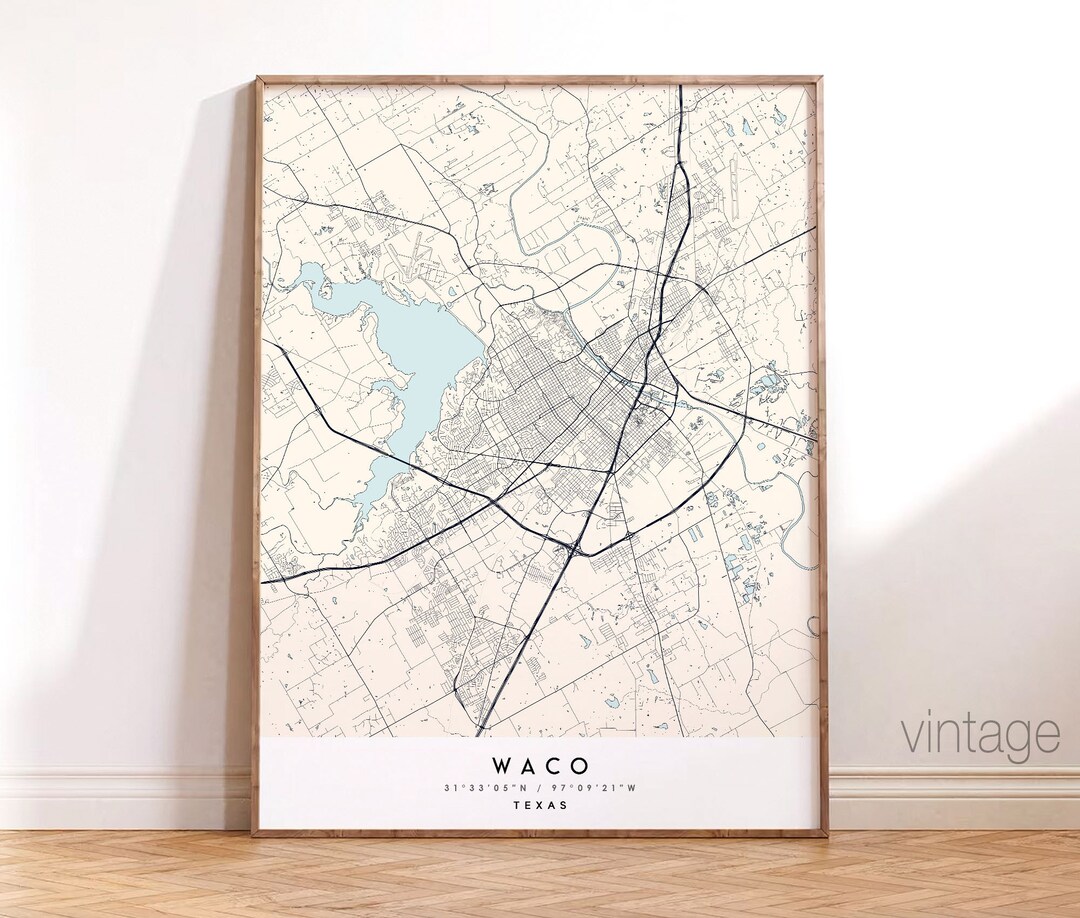 WACO TX City Map Poster, Waco Texas Print Art, Custom Graduation Map ...