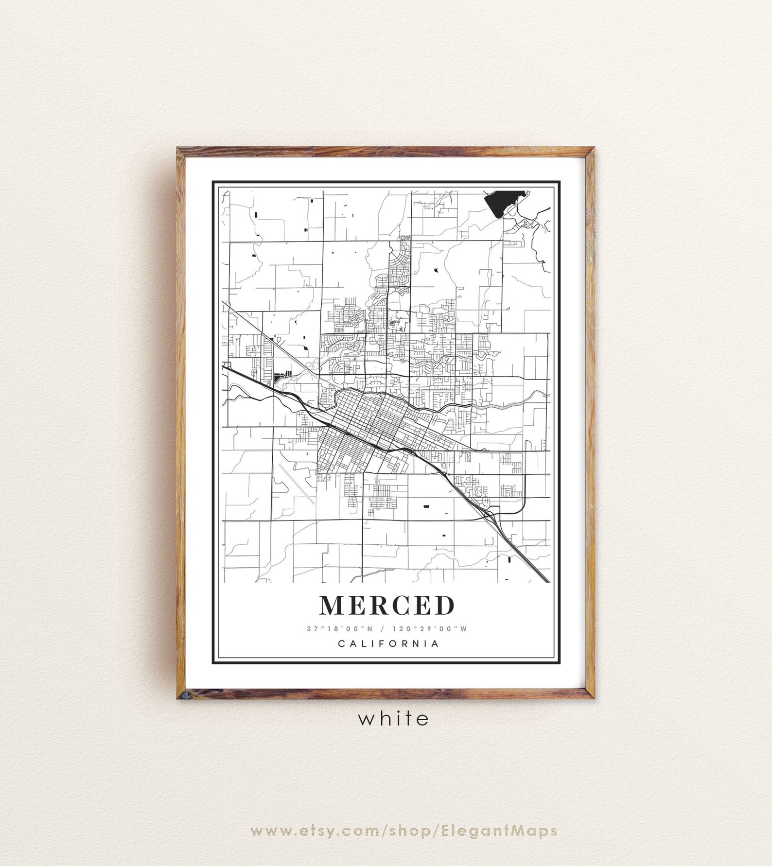 Merced California map Merced CA map Merced city map Merced | Etsy
