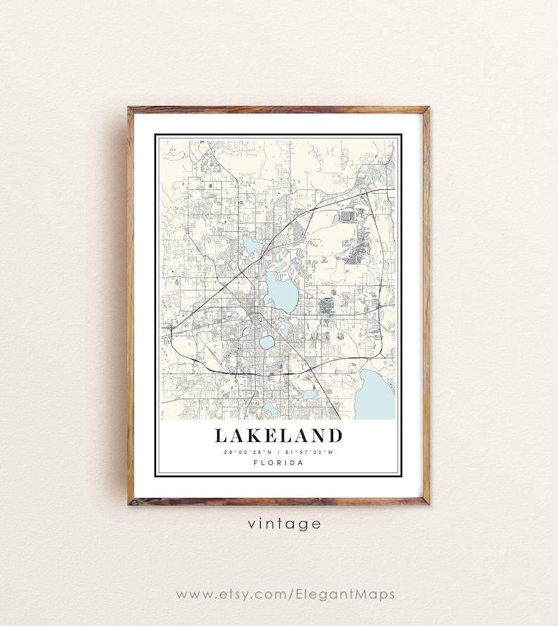 Lakeland Florida Map Lakeland FL Map Lakeland City Map | Etsy