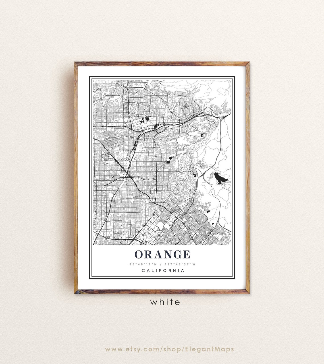 Orange California map Orange CA map Orange city map Orange | Etsy