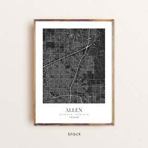Allen Texas Map, Allen TX Map, Allen City Print, Allen Poster, Allen ...