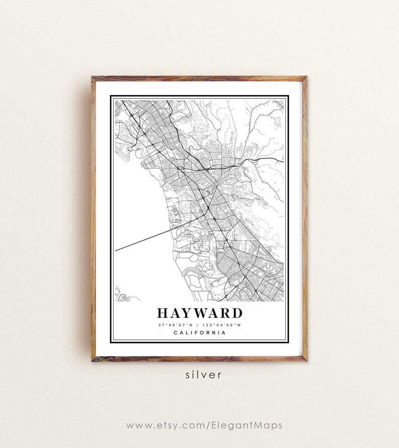 Hayward California Map Hayward CA Map Hayward City Map | Etsy