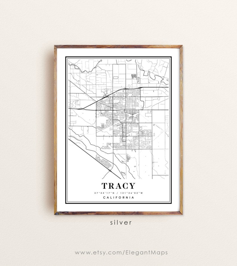Tracy California Map Tracy CA Map Tracy City Map Tracy | Etsy
