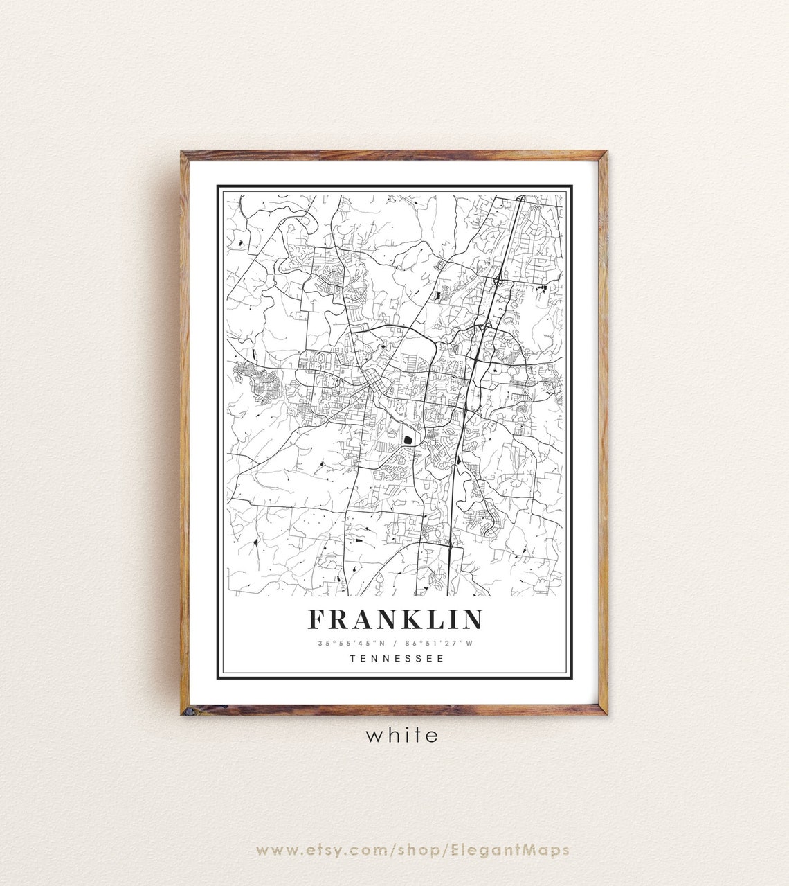 Franklin Tennessee map Franklin TN map Franklin city map | Etsy