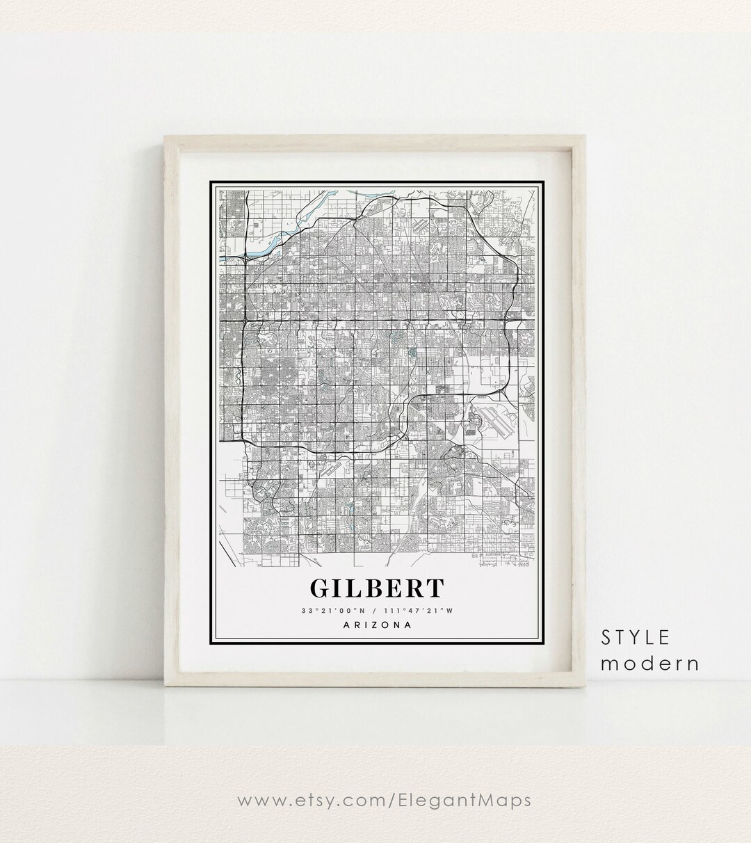Gilbert Arizona Map, Gilbert AZ Map, Gilbert City Map, Gilbert Print ...