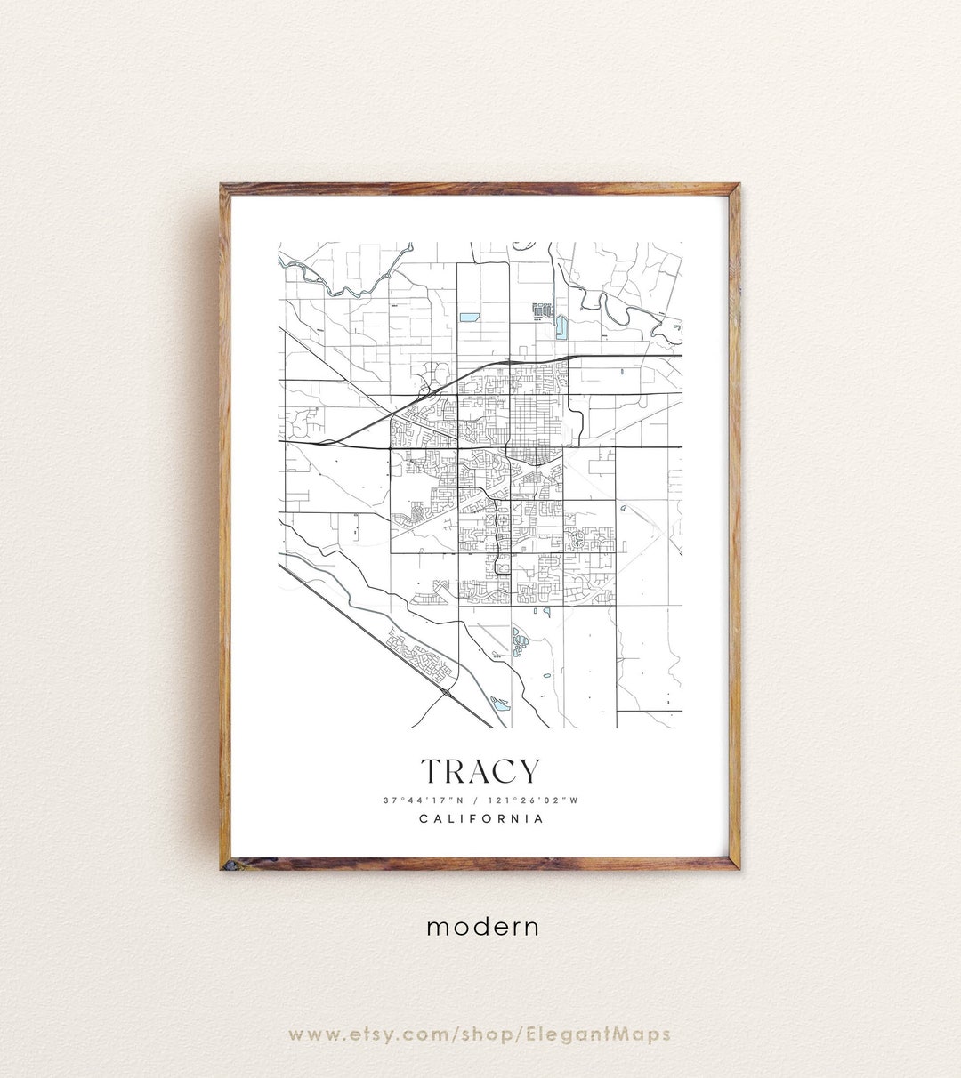Mapa de Tracy California, mapa de Tracy CA, impresión de la ciudad de ...