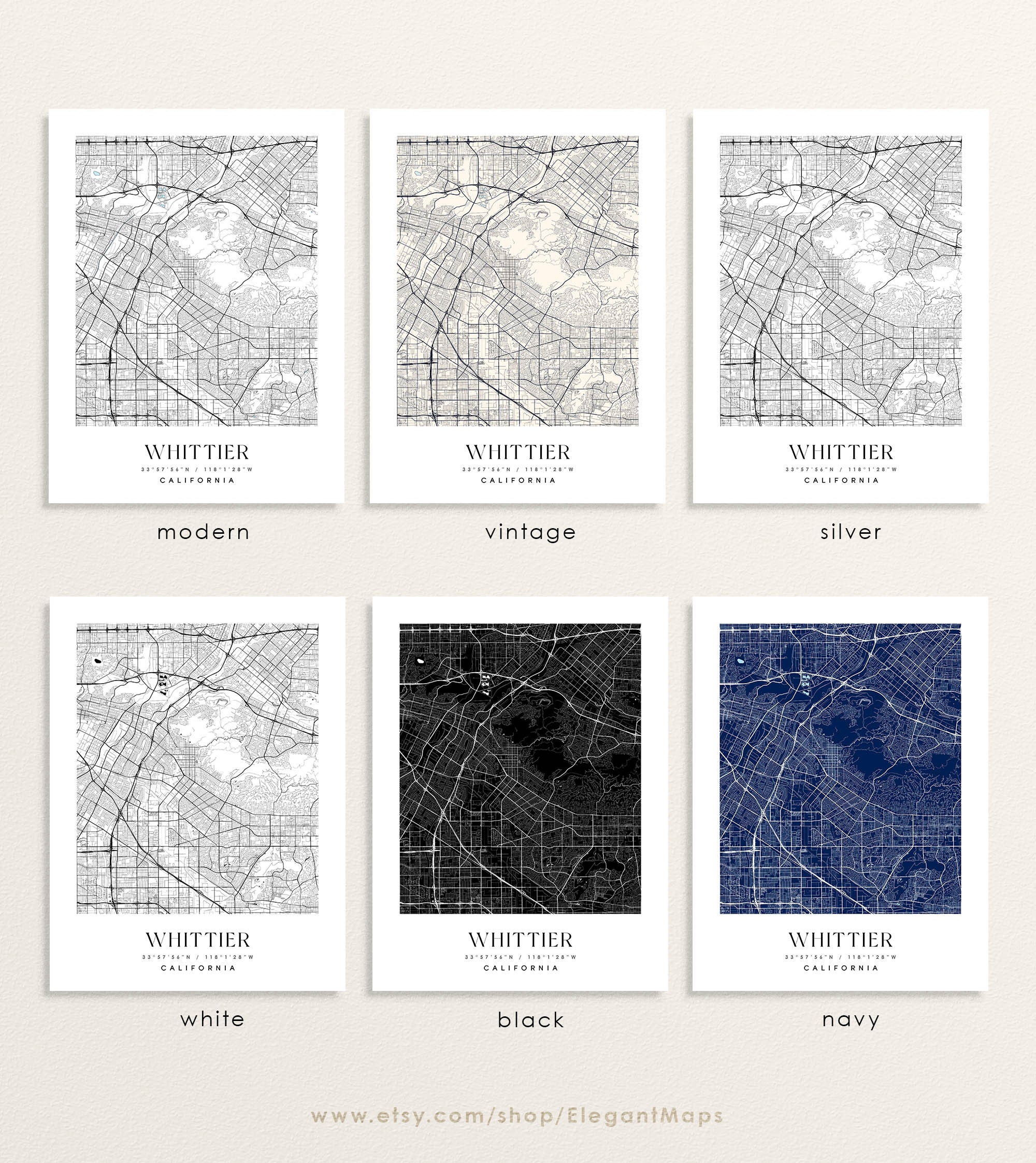 Whittier California Map Whittier CA Map Whittier City Print - Etsy UK