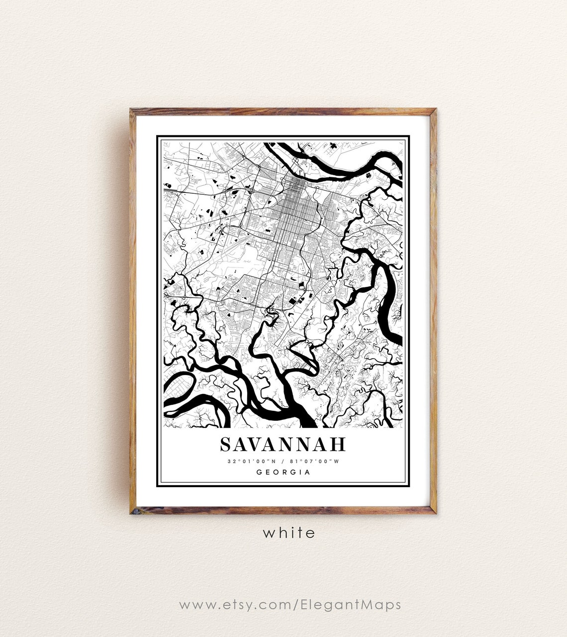 Savannah Georgia Map Savannah GA Map Savannah City Map | Etsy