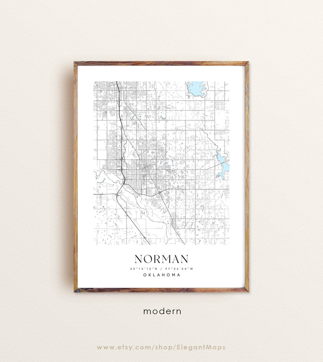 Norman Oklahoma Map, Norman OK Map, Norman City Print, Norman Poster ...