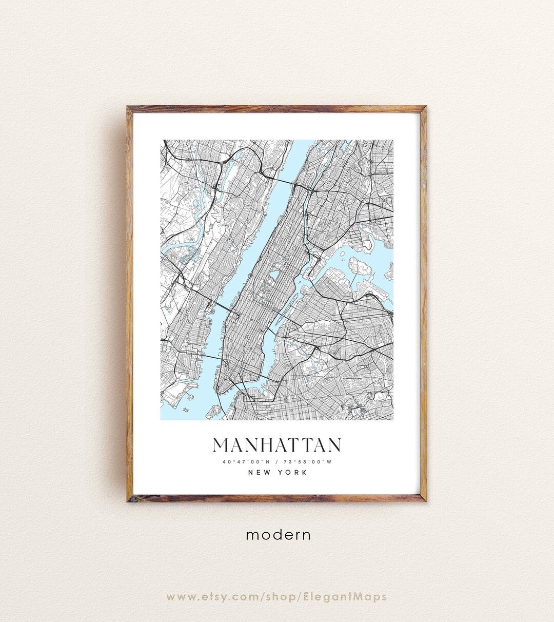 Manhattan New York Map, Manhattan NY Map, Manhattan City Print ...
