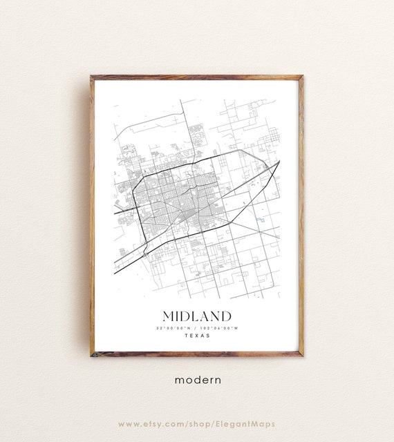 Midland Texas Map Midland TX Map Midland City Print Midland - Etsy
