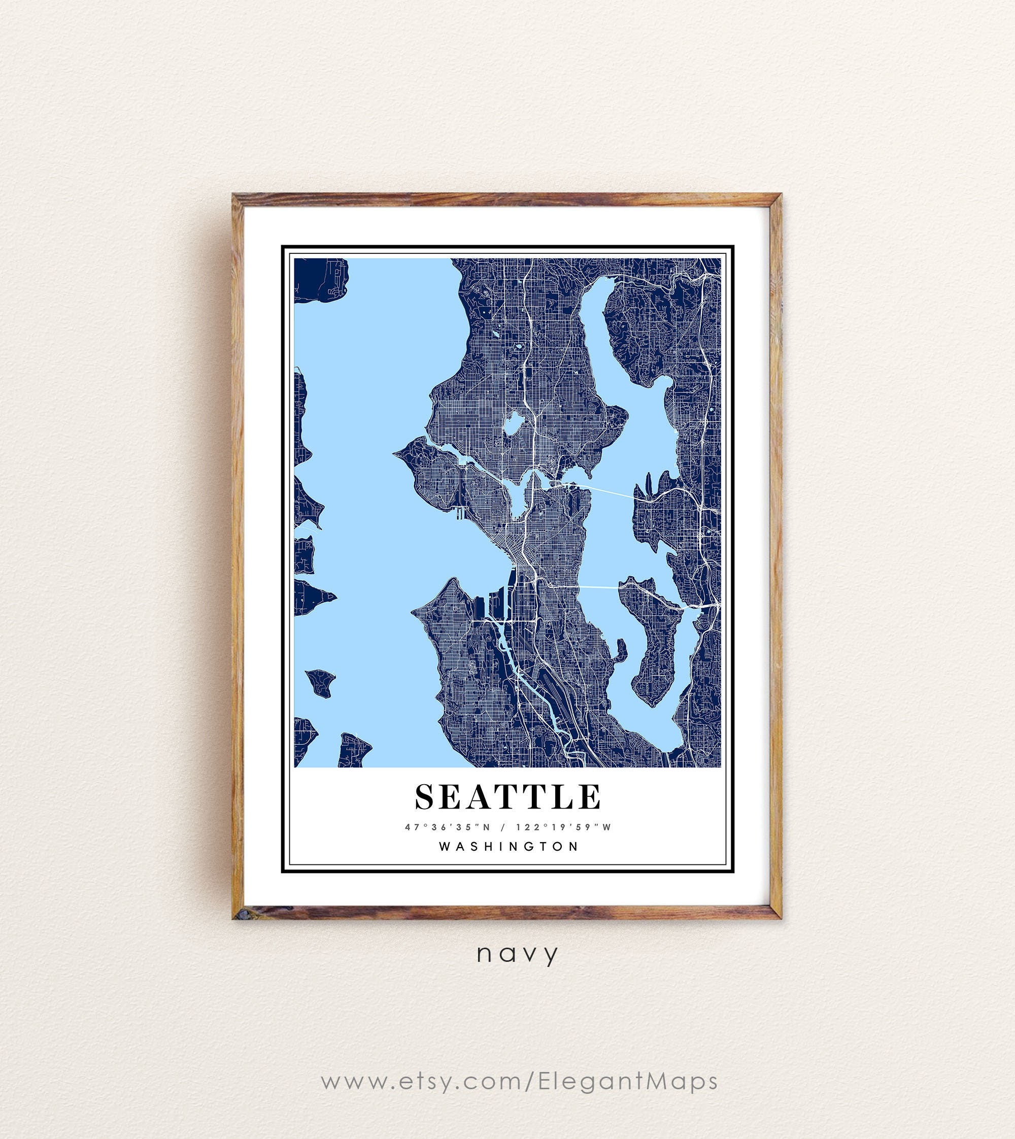 Seattle Washington Map Seattle WA Map Seattle City Map | Etsy
